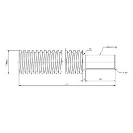 TR40x7 Trapezoidal spindle cut to length with male thread and M24x2